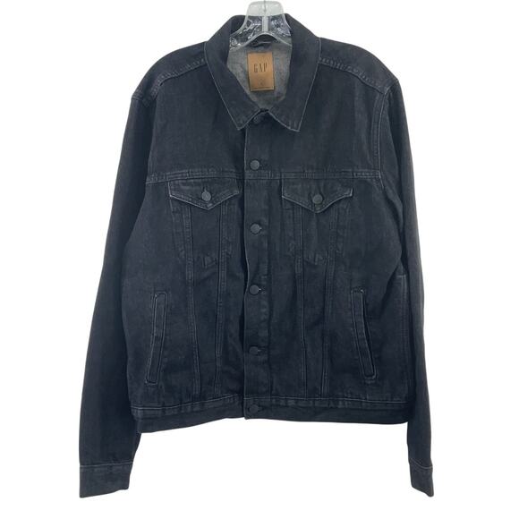 GAP | Jackets & Coats | Gap Black Cotton Denim Buttonup Icon Jean ...
